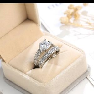 Jewelry | Silver Round Bridal Wedding Ring Set | Poshmark